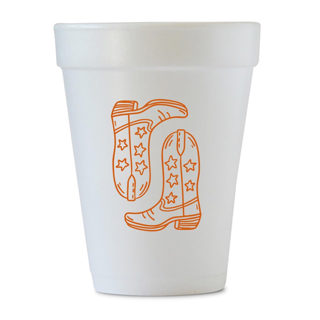 Star Boots Styrofoam Cups, Western Party Cups, Rodeo Foam Cup, Gameday ...