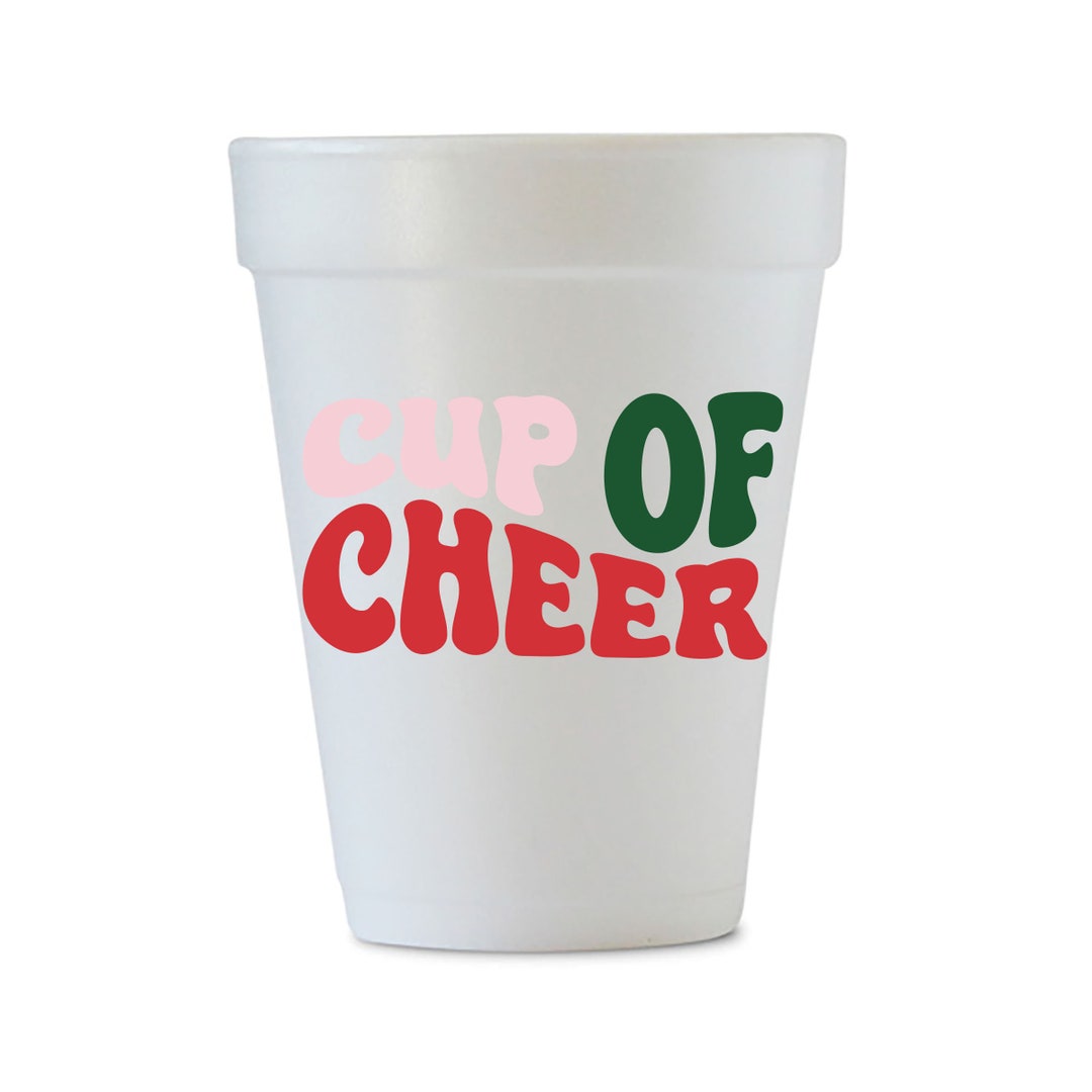 Cup of Cheer Styrofoam Holiday Cups, Foam Christmas Cups, Holiday Party ...