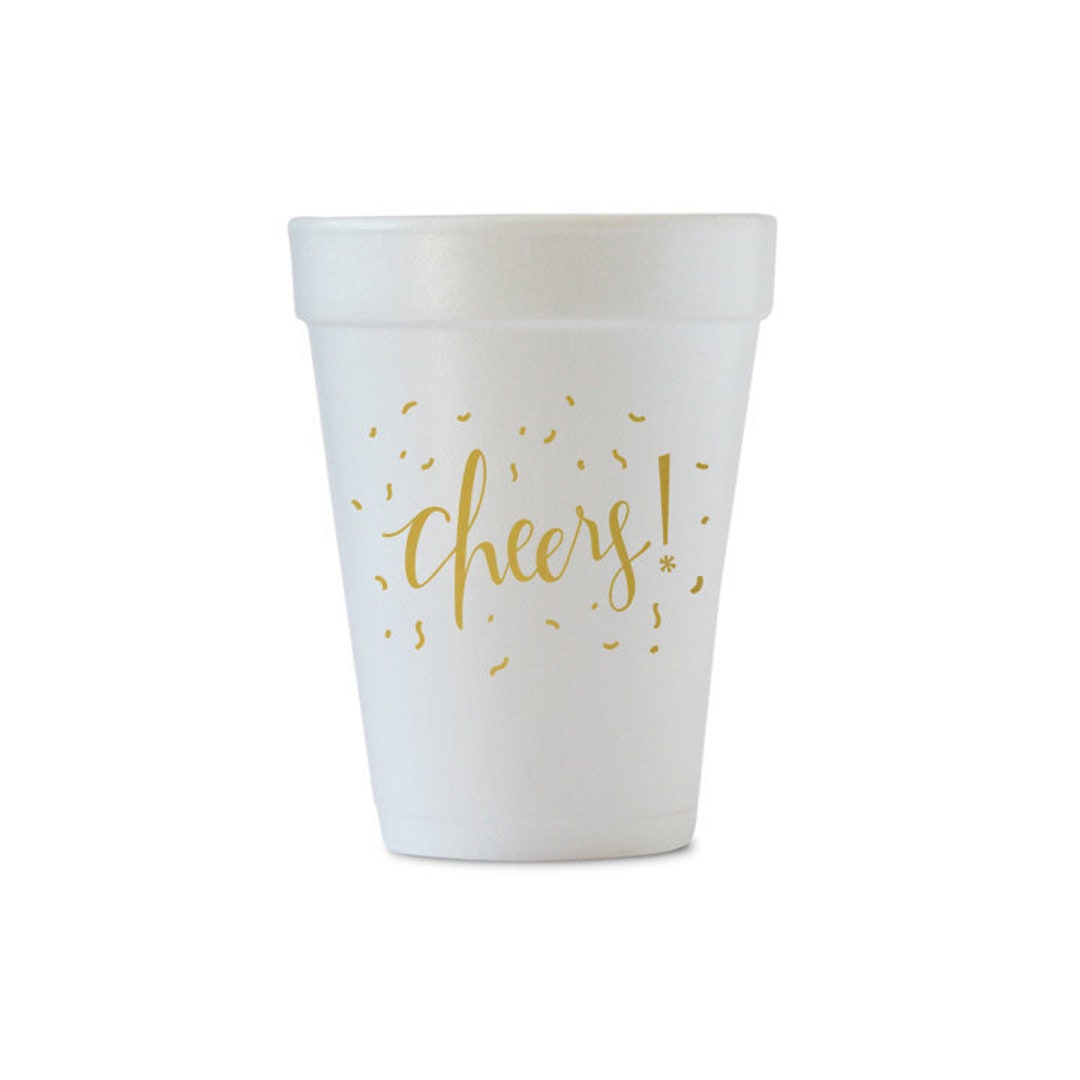 Cheers Styrofoam Cups, Foam Party Cups, Happy Hour Cups, Birthday Cups ...