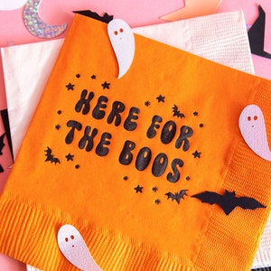 Here for the Boos Napkins, Halloween Cocktail Napkins, Halloween Party ...