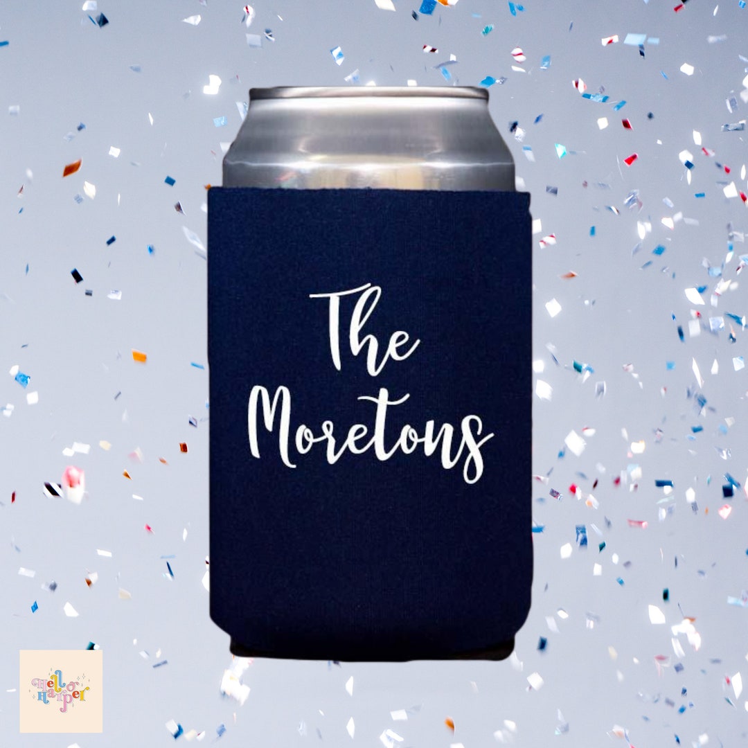 Custom Script Font Last Name Can Cooler, Personalized 12 Ounce Can ...