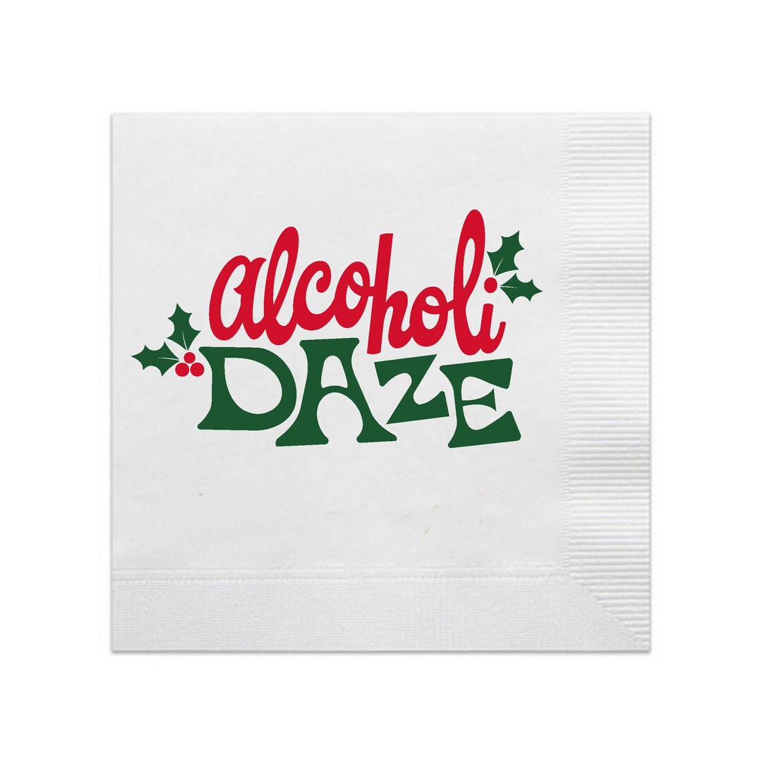 Alcoholi Daze Cocktail Napkins, Holiday, Christmas, Red & Green, Set of ...