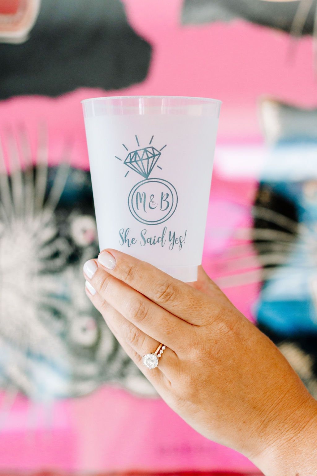 Personalized Engagement Party Cups Diamond Ring She Said Yes | Etsy