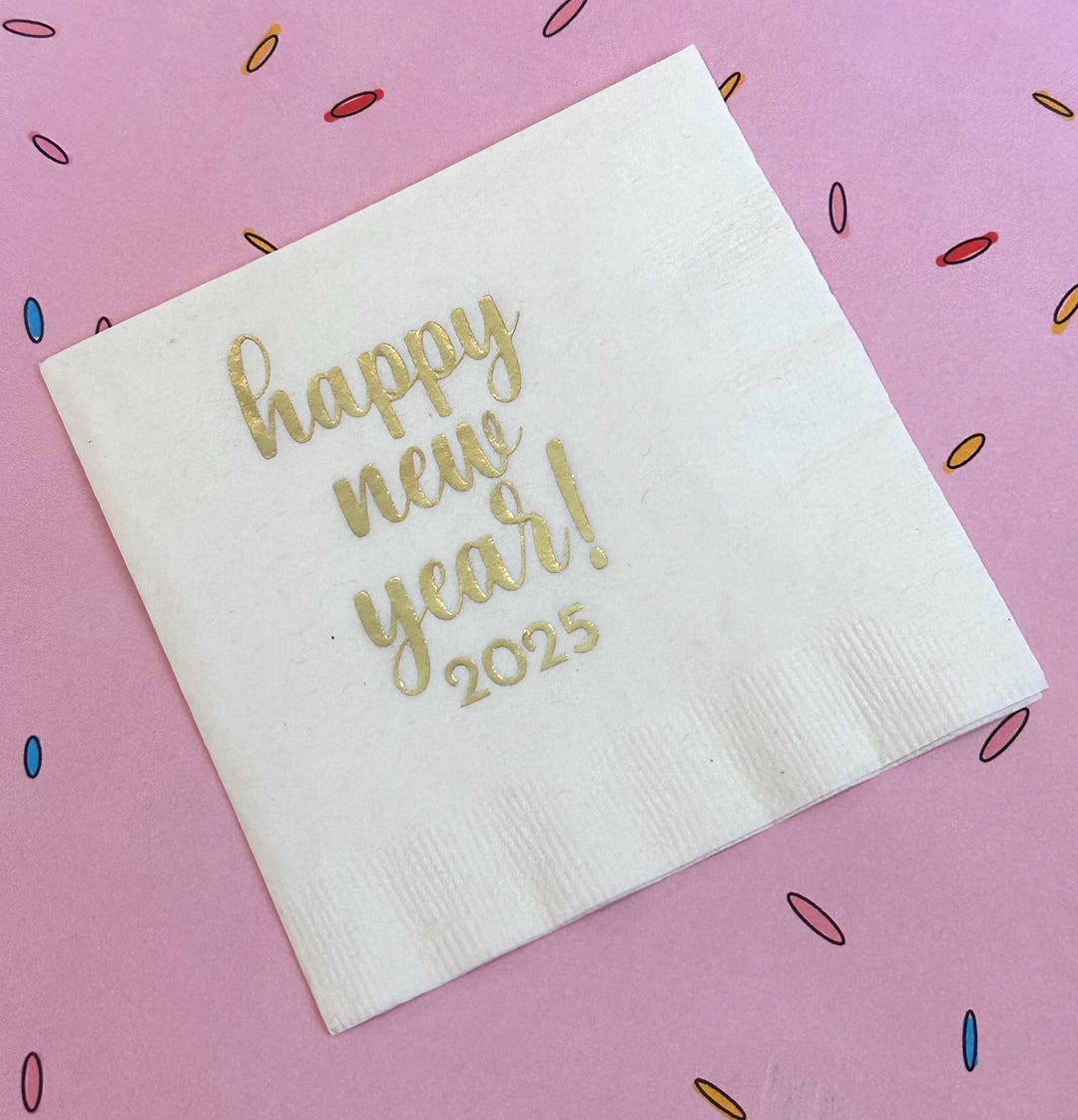 Happy New Year Napkins 2025, New Years Eve Napkins, New Year Party, New ...