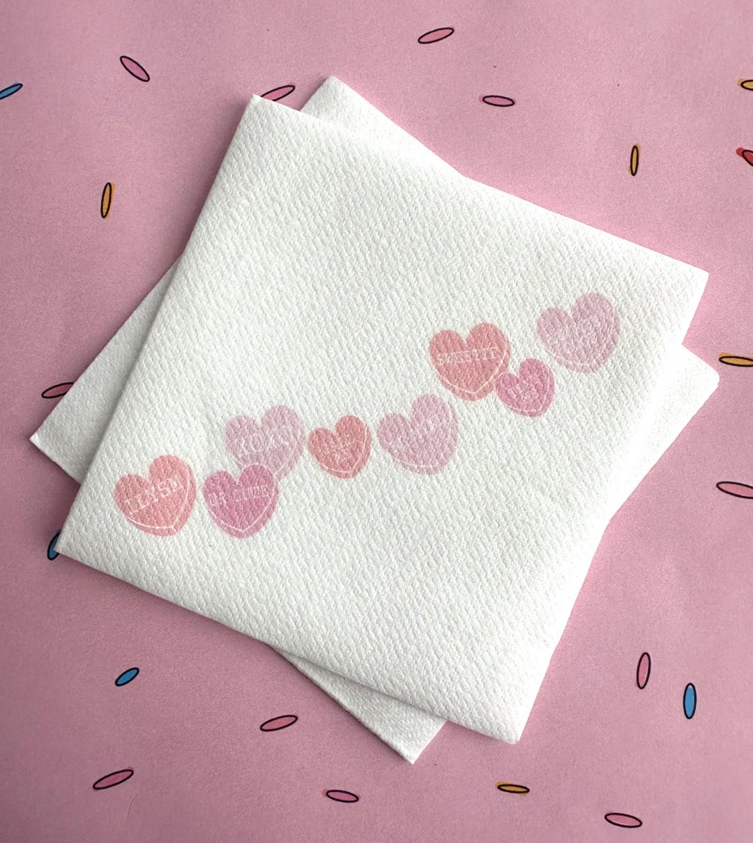 Conversation Heart Napkins, Full Color Cocktail Napkins, Valentine ...