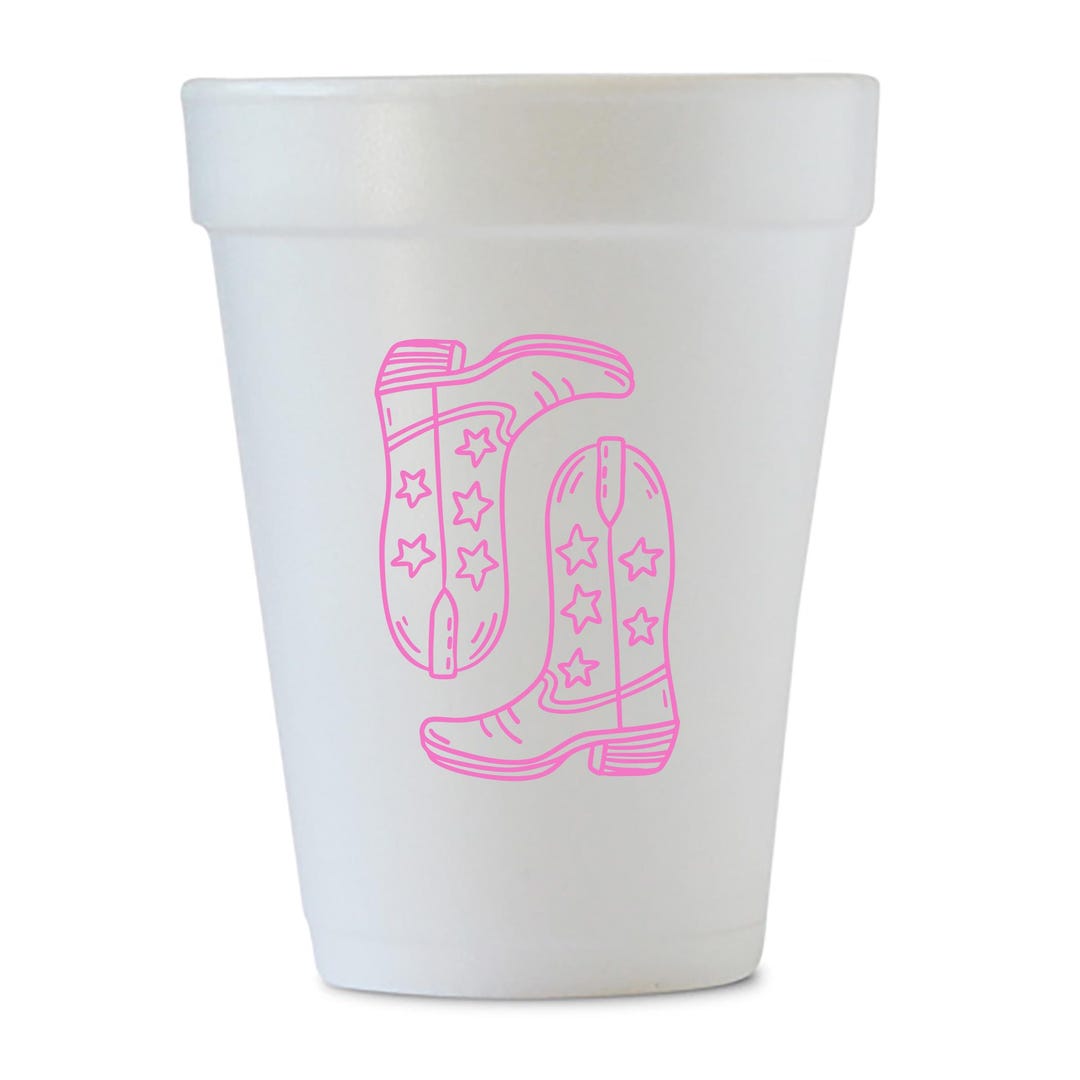Star Boots Styrofoam Cups, Western Party Cups, Rodeo Foam Cups ...