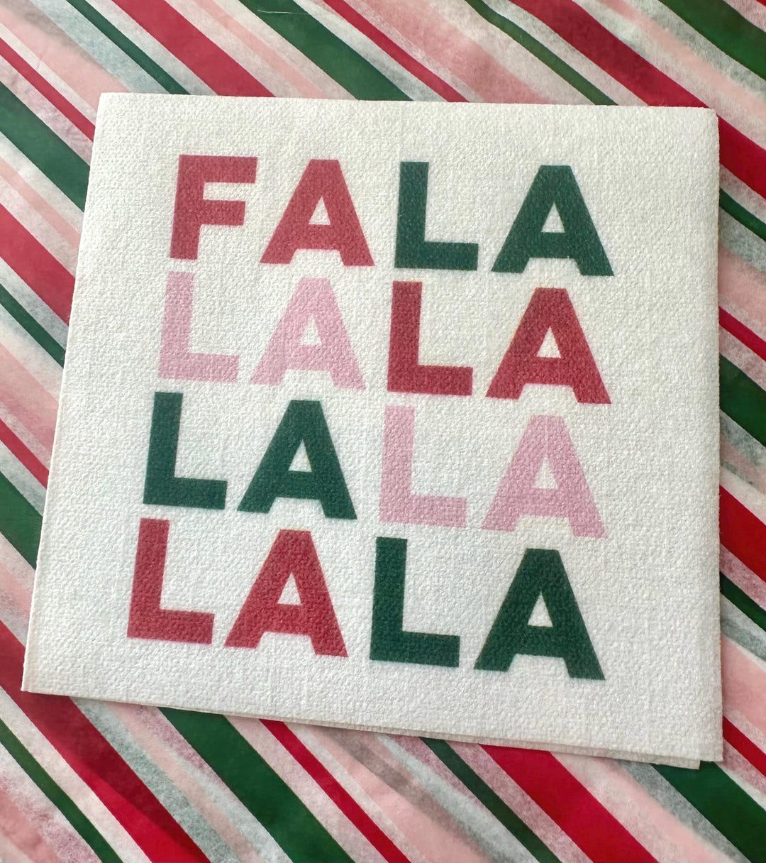 FALALALA Cocktail Napkins, Full Color Christmas Napkins, Christmas ...