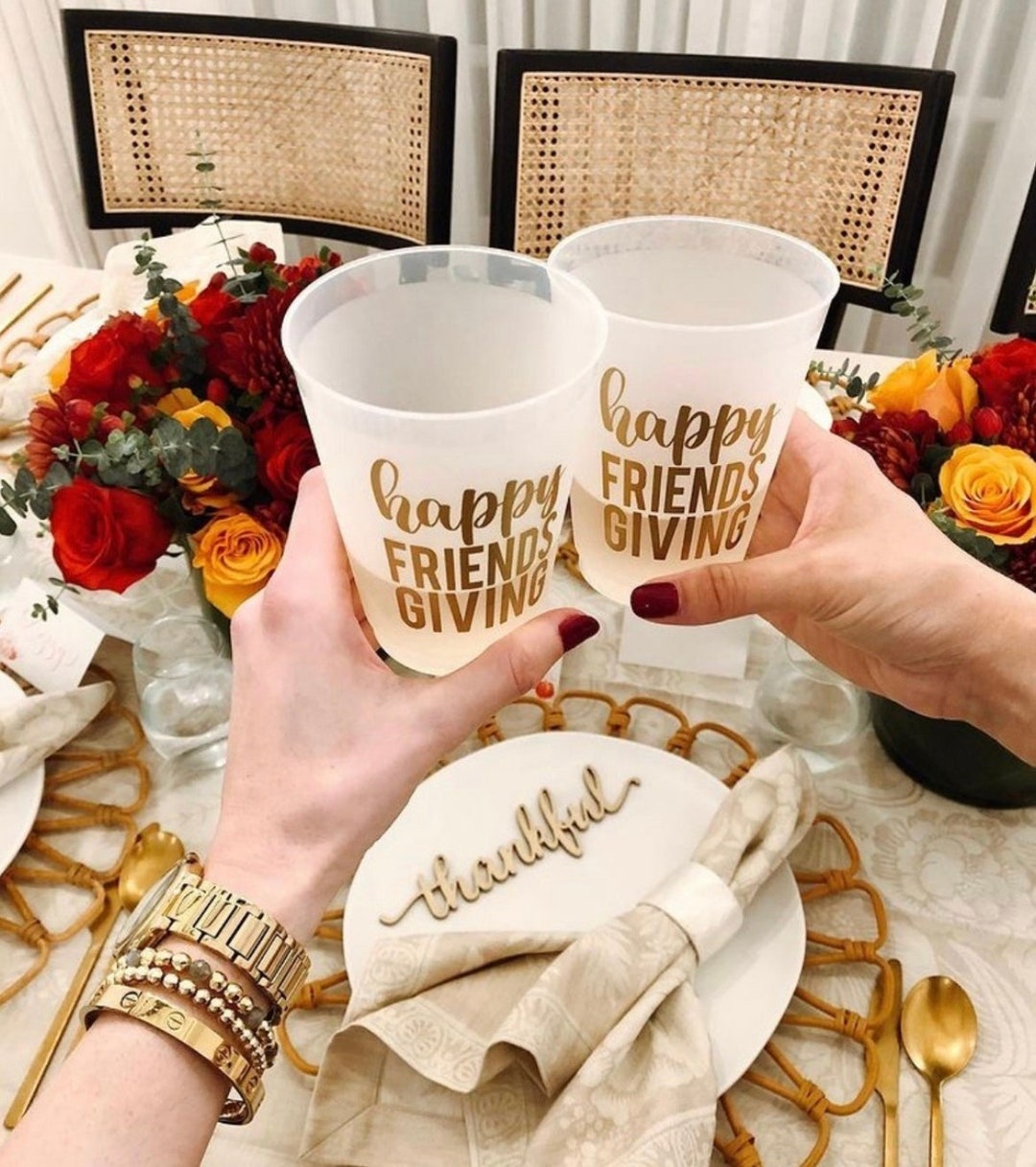 Happy Friendsgiving Frost Flex Thanksgiving Cups, Shatterproof Party ...