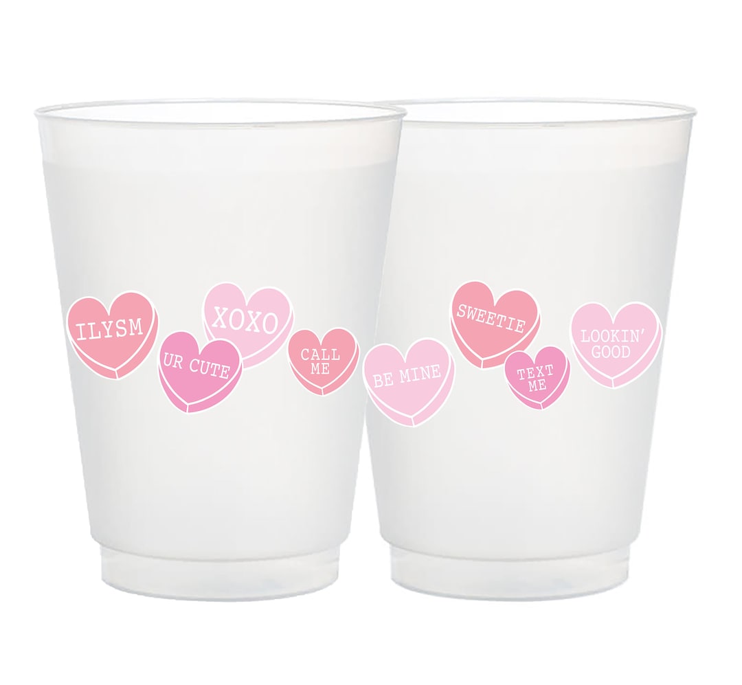 Conversation Hearts Cups, Full Color Frost Flex, Valentine's Day Cups ...