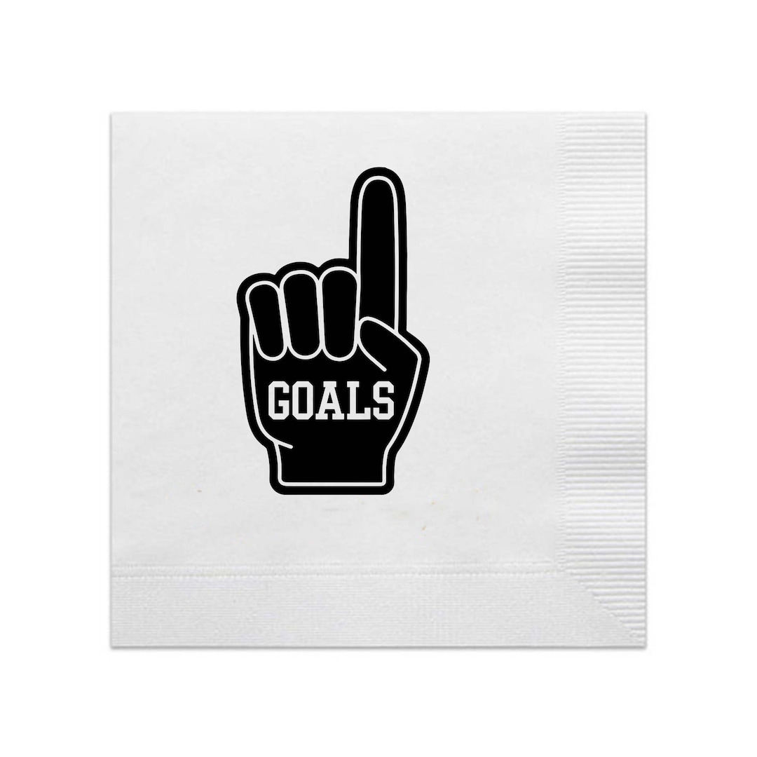 Goals Cocktail Napkins, Foam Finger, Game Day Napkins, Tailgate Napkins ...