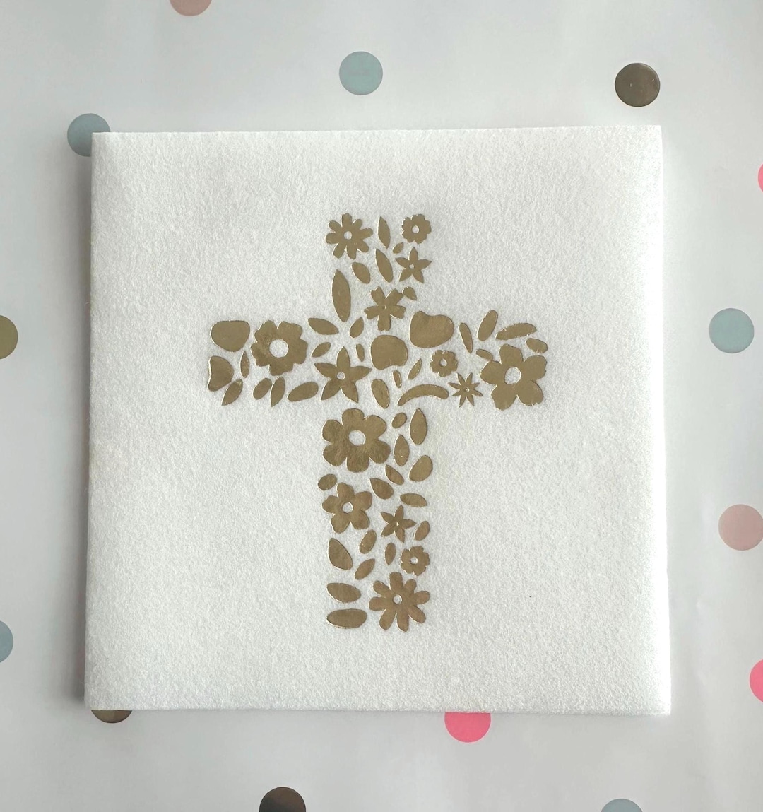 Floral Cross, Cocktail Napkins, Easter Napkins, Easter Brunch, Baptism ...