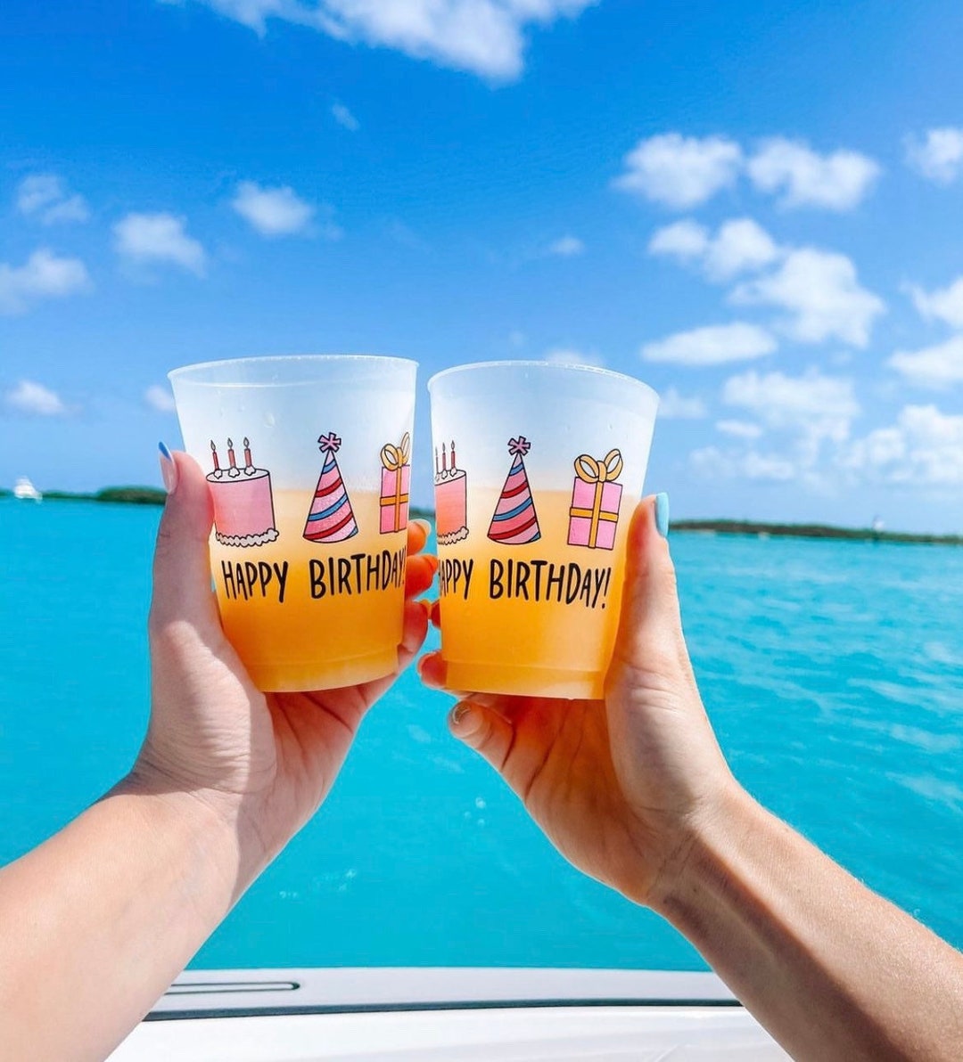 Happy Birthday Cups, Frost Flex Birthday Party Cups, Shatterproof Party ...