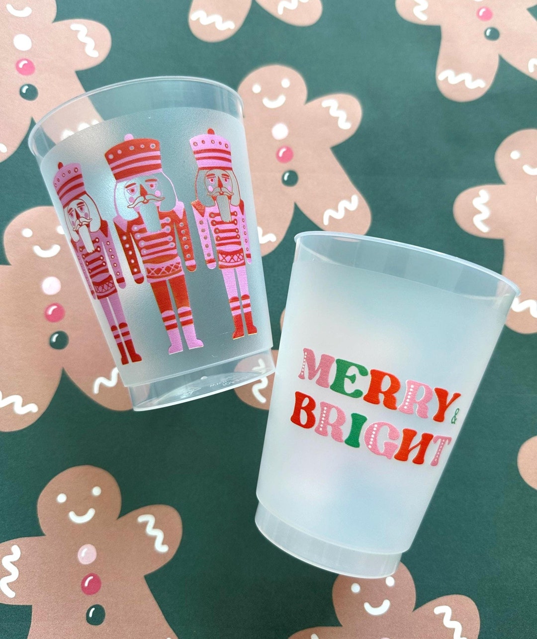 Merry & Bright Holiday Cups, Shatterproof Christmas Party Cups ...