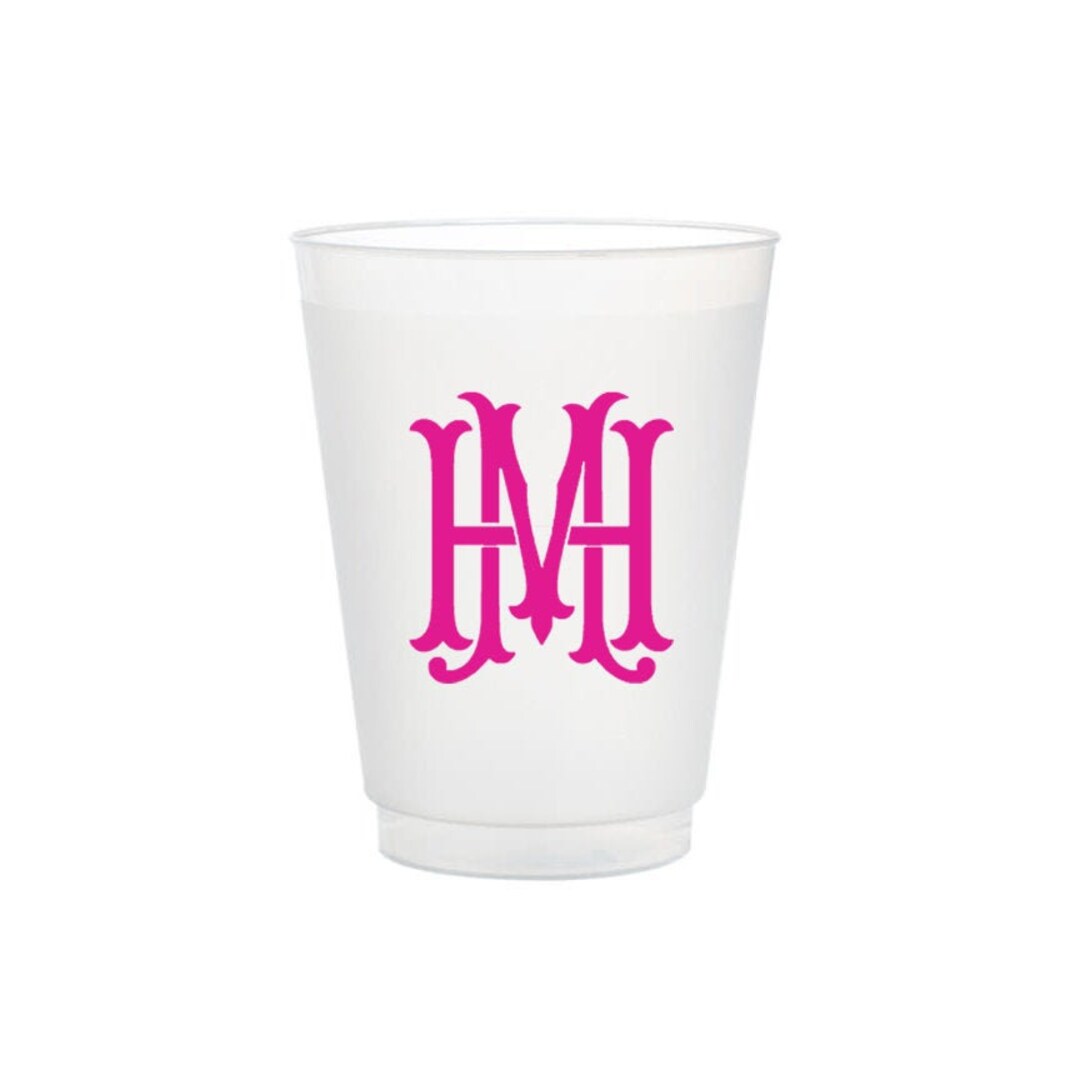 Monogram Frost Flex Party Cups, Personalized Wedding Cups, Shatterproof ...