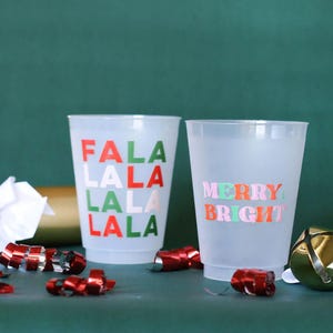 Merry & Bright Holiday Cups, Shatterproof Christmas Party Cups ...