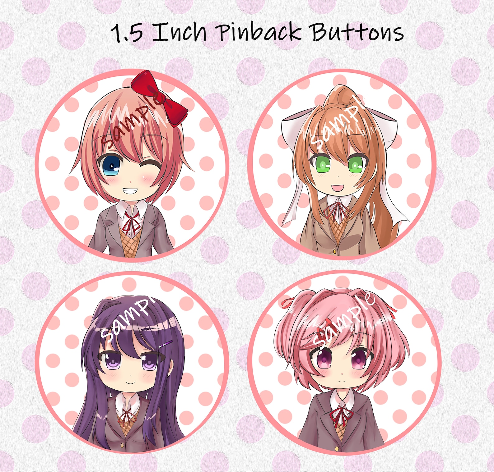 Doki Doki Literature Club 1.5 Inch Buttons - Etsy