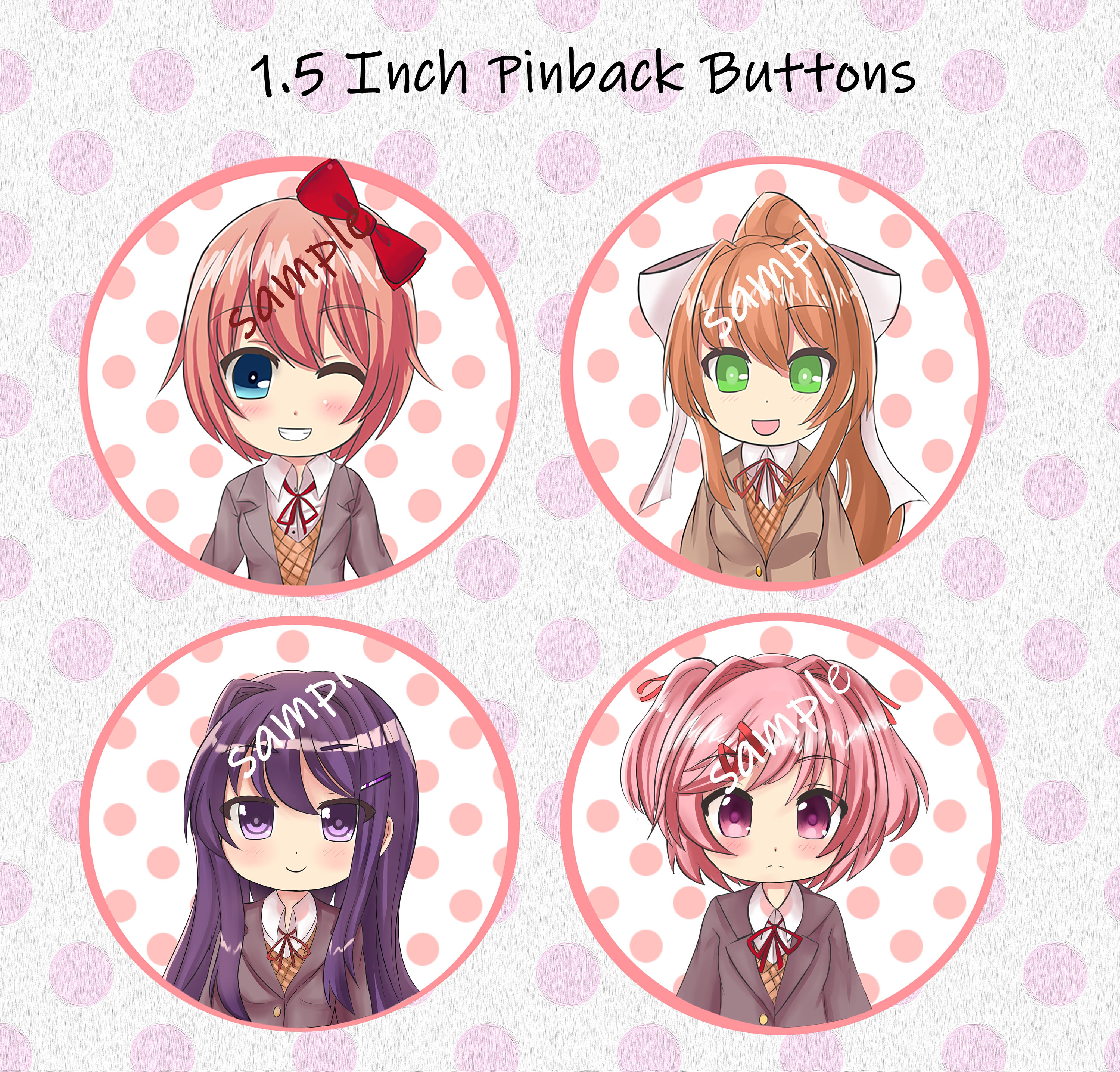 Doki Doki Literature Club 1.5 Inch Buttons - Etsy