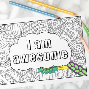 Zentangle Affirmation Kindness and Awesome Coloring Pages - Bundled ...