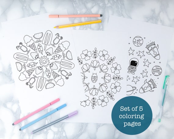 Mandala Coloring Pages Bundle of 5 Printable PDF - Etsy