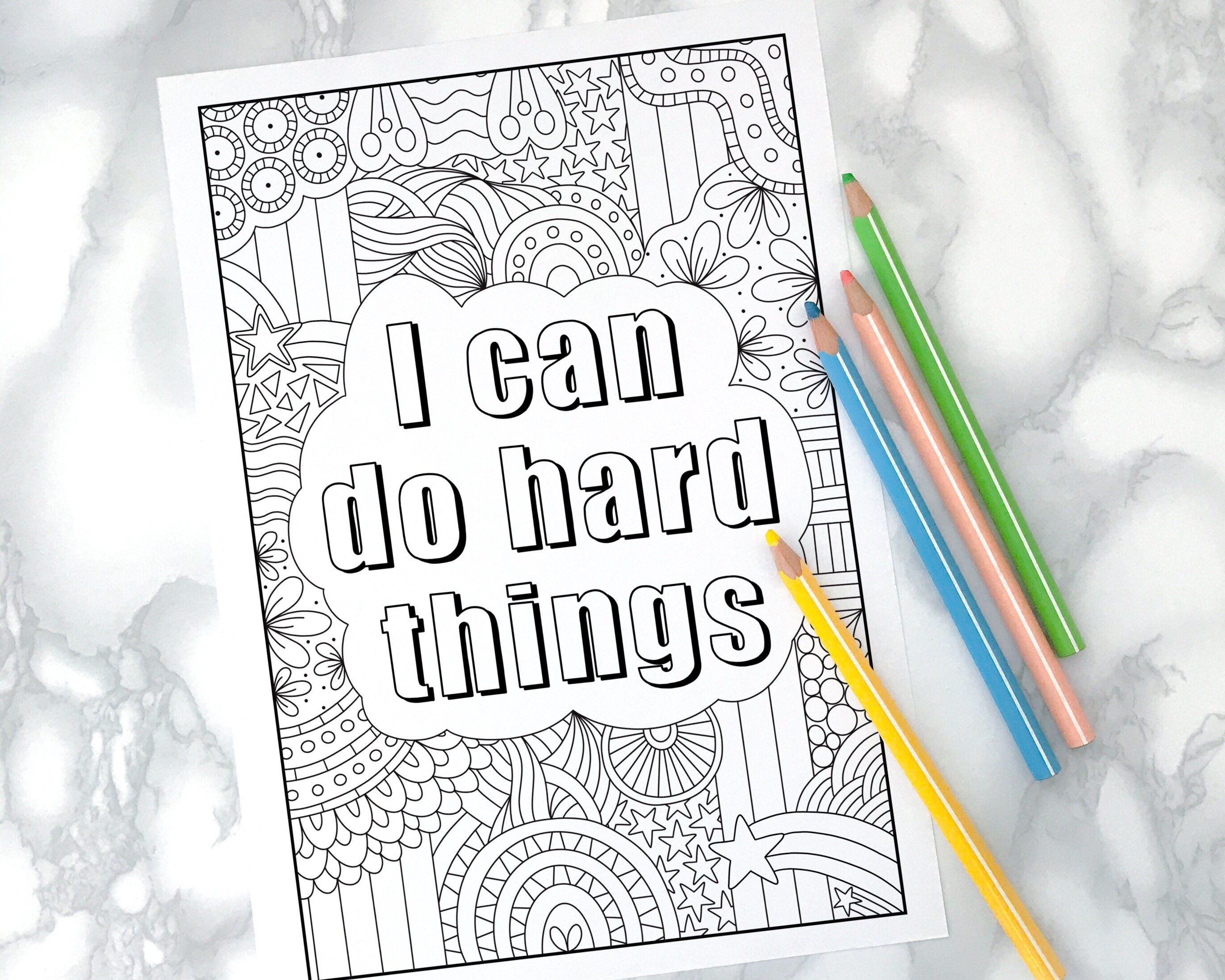 Zentangle Affirmation Coloring Pages - Bundled Coloring Pages ...