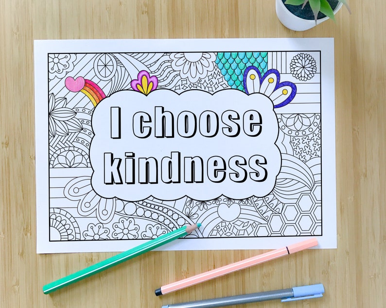 Zentangle Affirmation Kindness and Awesome Coloring Pages - Bundled ...