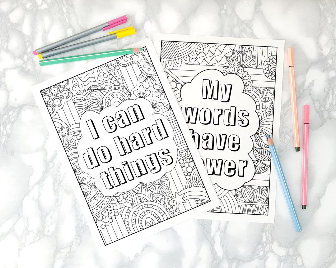 Zentangle Affirmation Coloring Pages - Bundled Coloring Pages ...