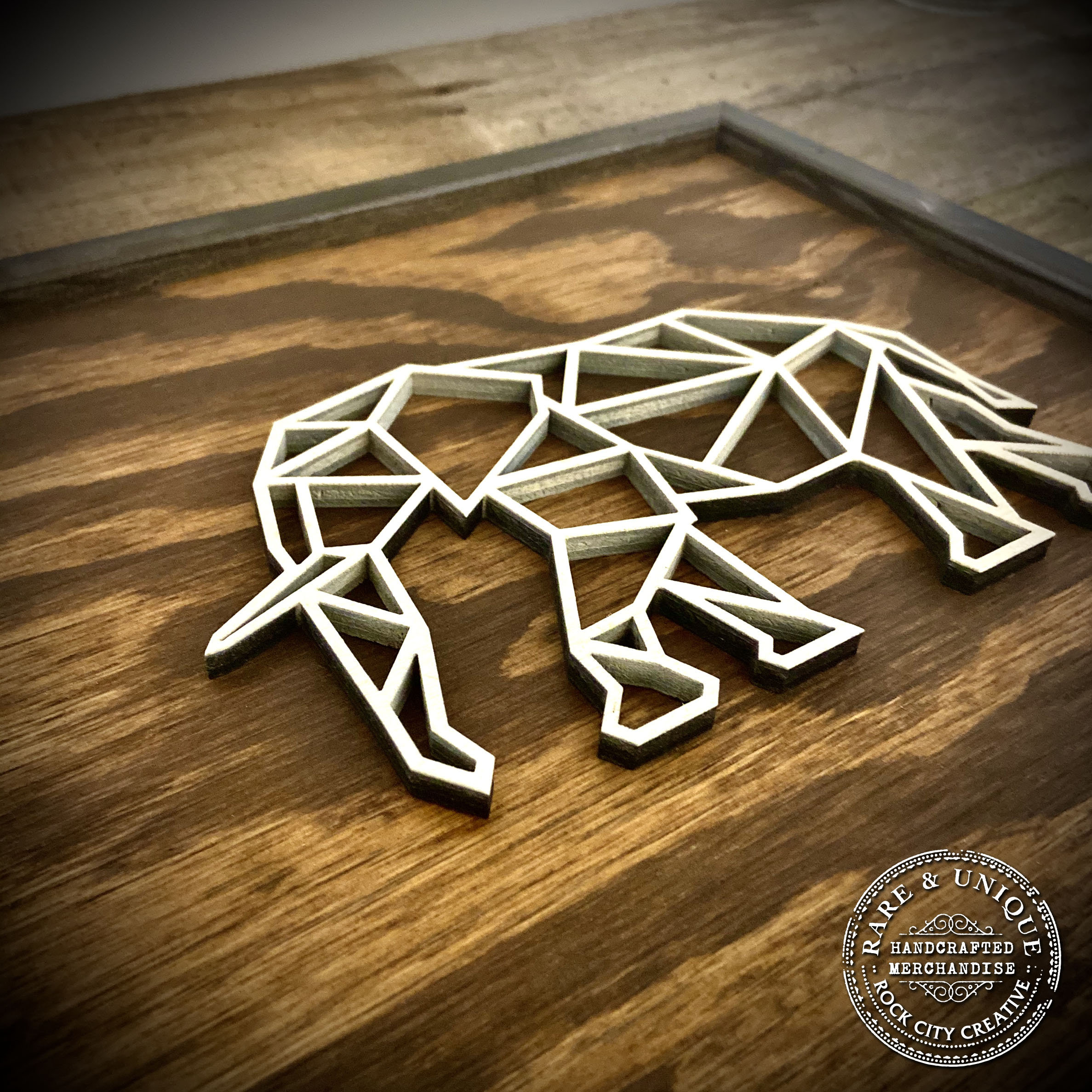 Geometric Elephant Wall Decor, Rustic Sign, Wooden Sign, Handmade - Etsy