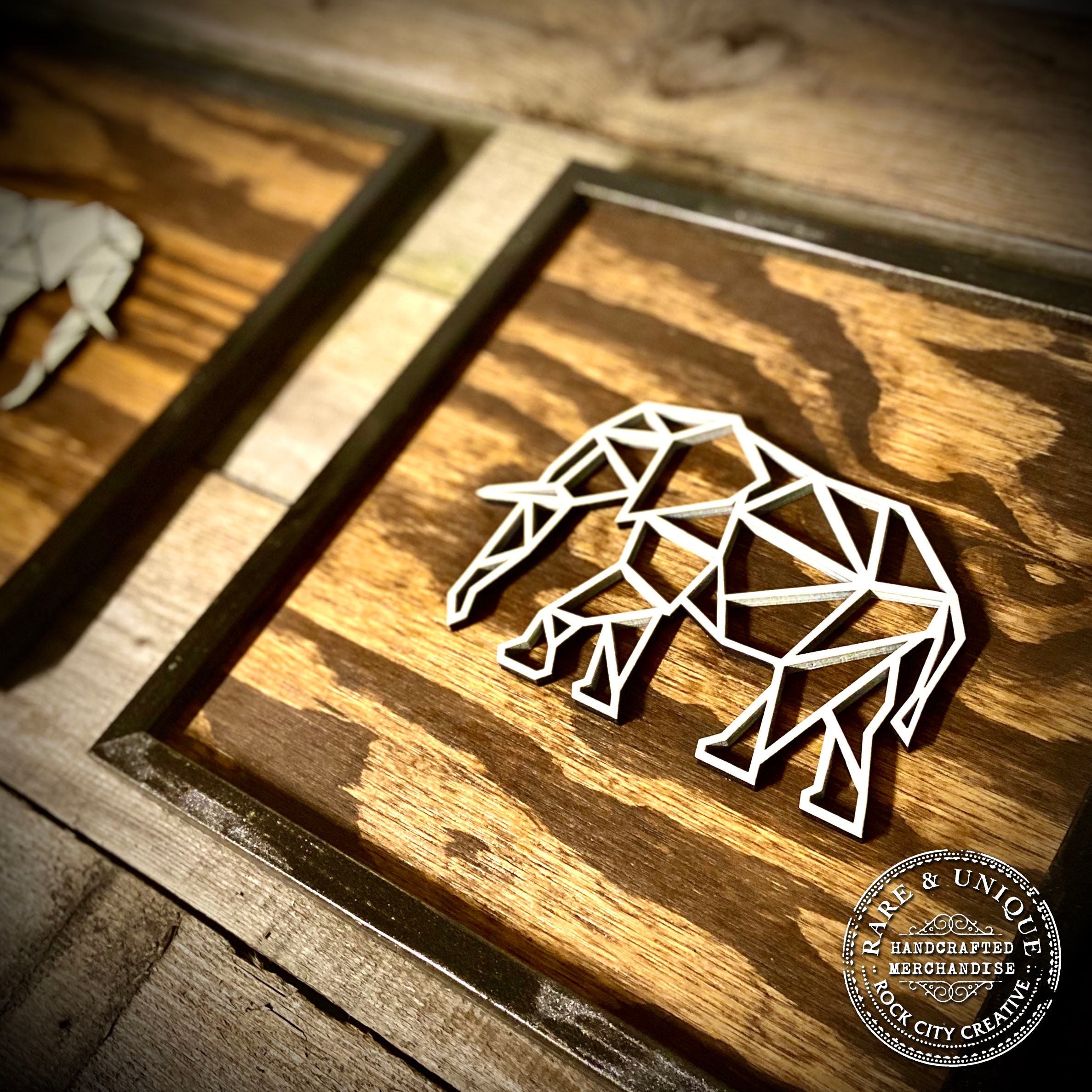 Geometric Elephant Wall Decor, Rustic Sign, Wooden Sign, Handmade - Etsy