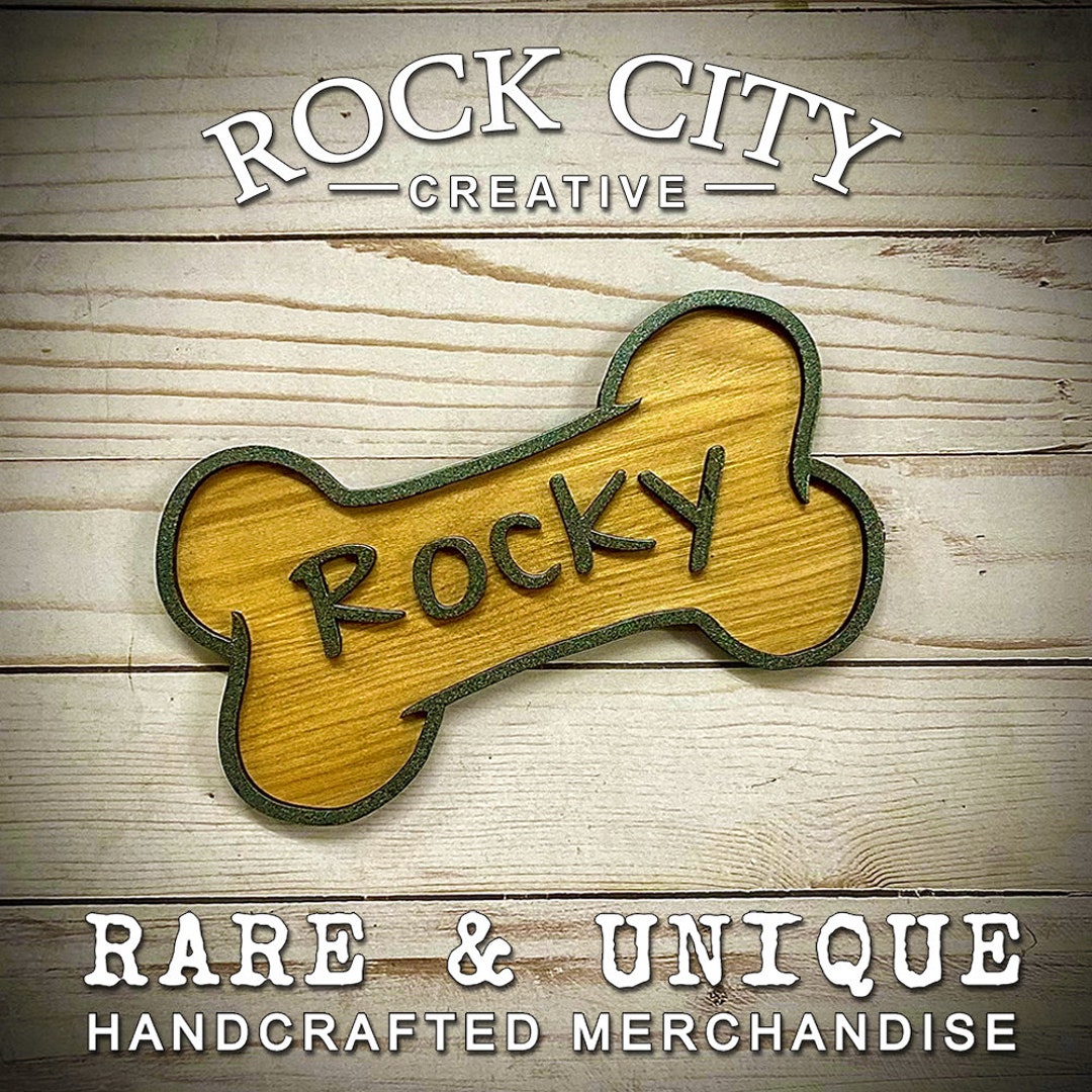 Dog Bone Name Sign - Rustic Farmhouse Fur Baby Art - Minimalist ...