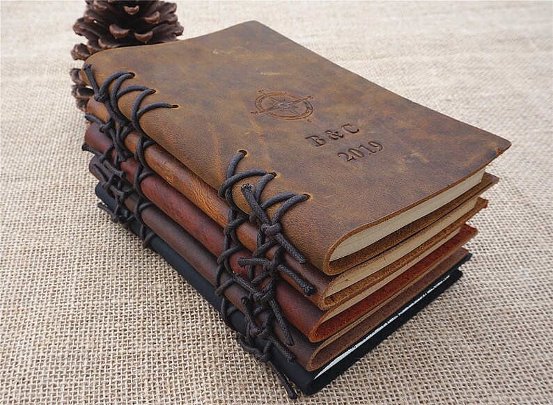 Leather Notebook Hand Bound Journal Personalized Leather - Etsy