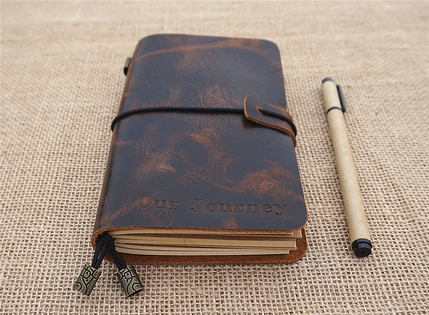 Our Journey Leather Journal Personalized Travel Journal | Etsy