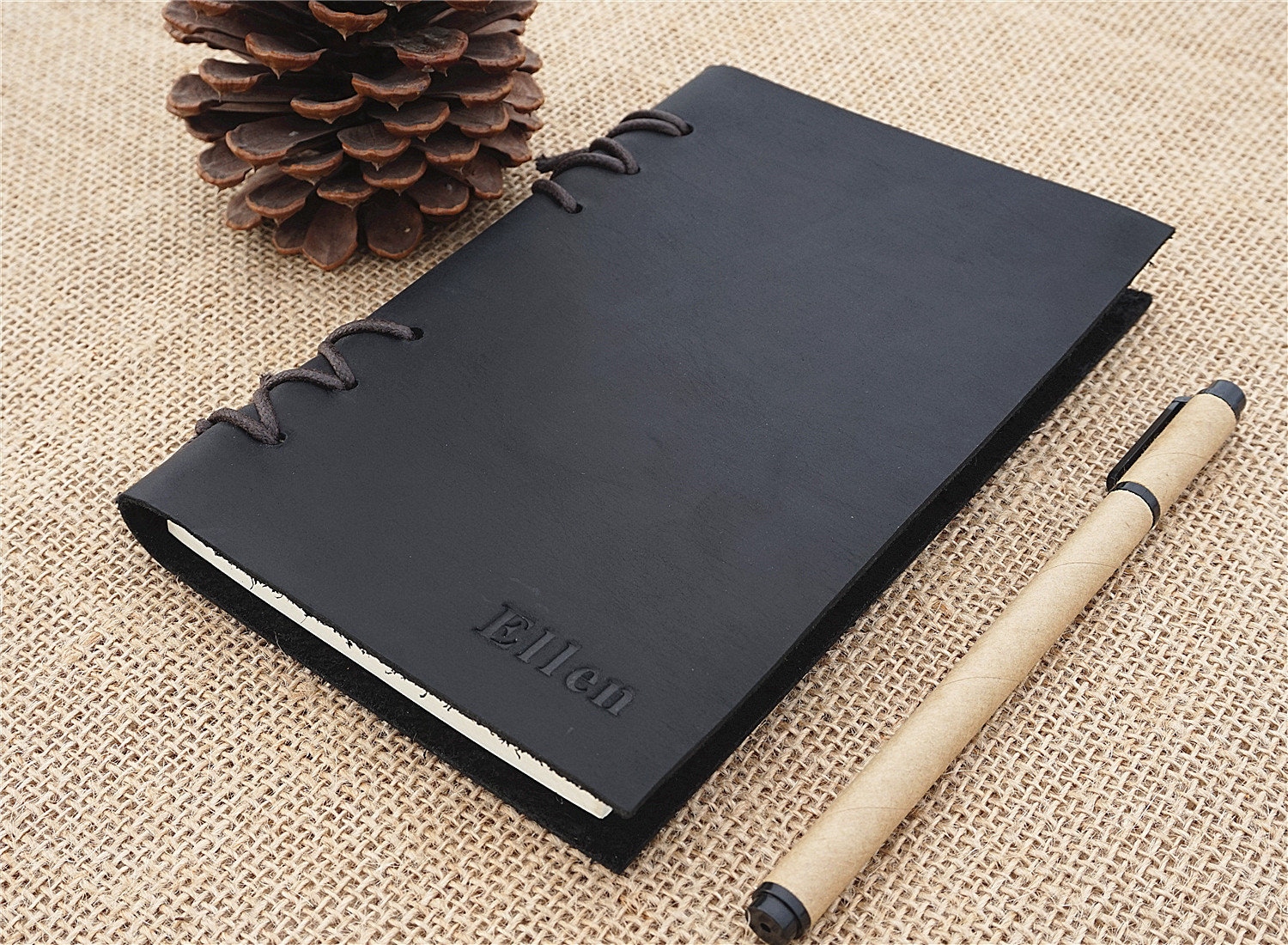 Leather Notebook Hand Bound Journal Personalized Leather | Etsy