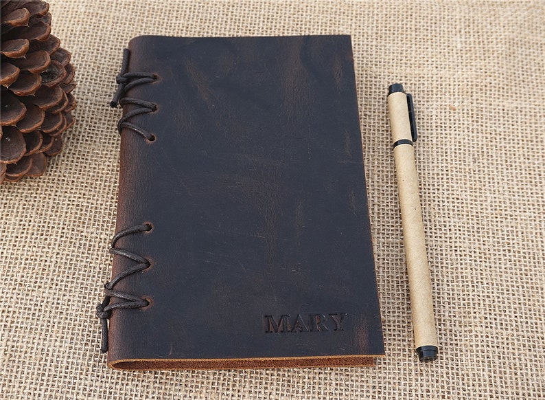 Leather Notebook Personalized Leather Notebook Cover Custom - Etsy