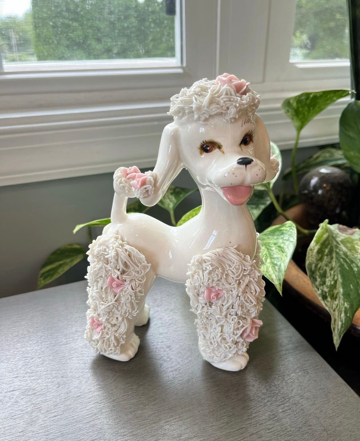 Standing Ceramic Poodles With Rhinestones