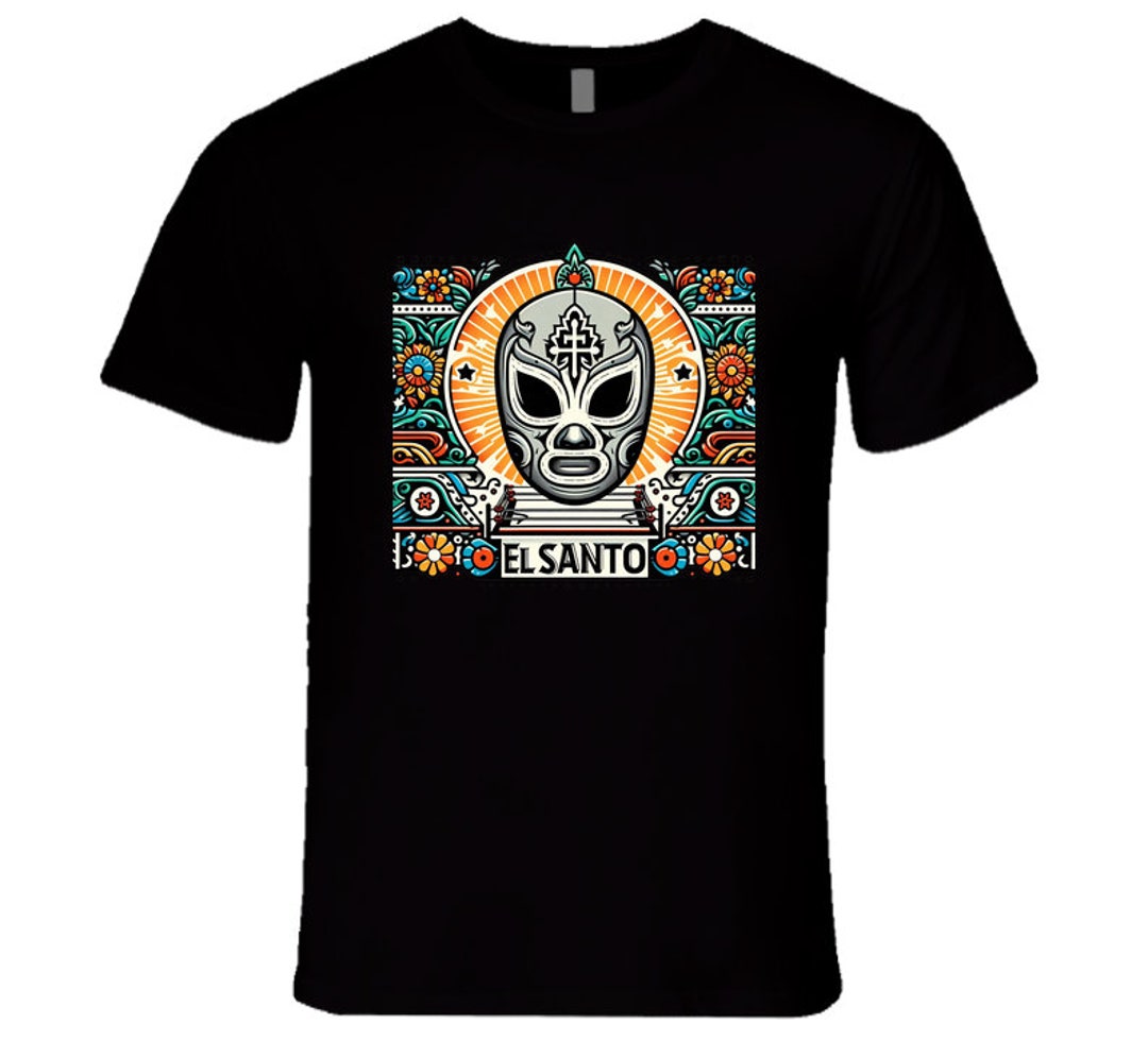 El Santo Mask Mexican Wrestling Legend Tee Enmascarado De Plata Retro T ...