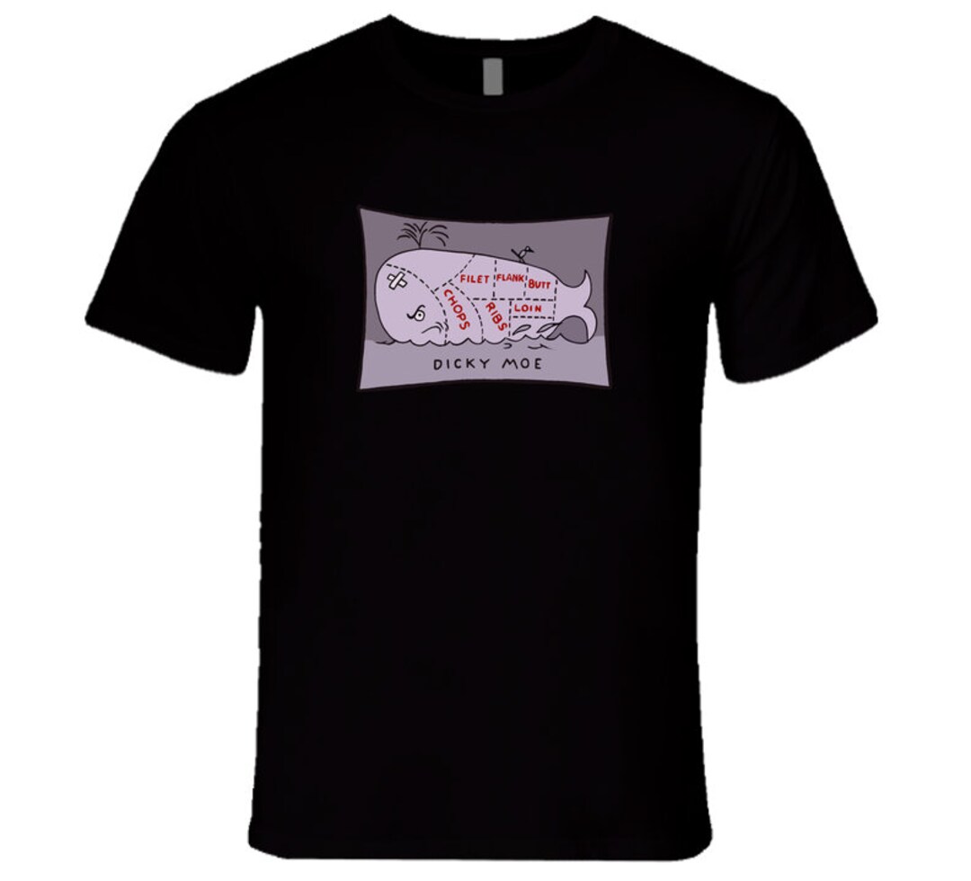 Dicky Moe Cartoon Whale Meat Chart Funny Moby Dick Parody Retro Humor T ...