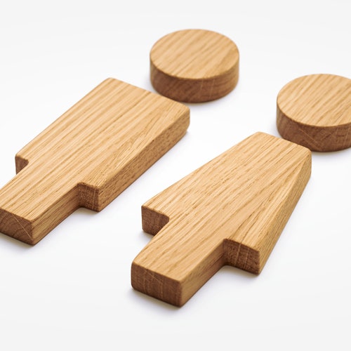 Natural Oak Wood Restroom Sign Wooden Door Plate Male and - Etsy