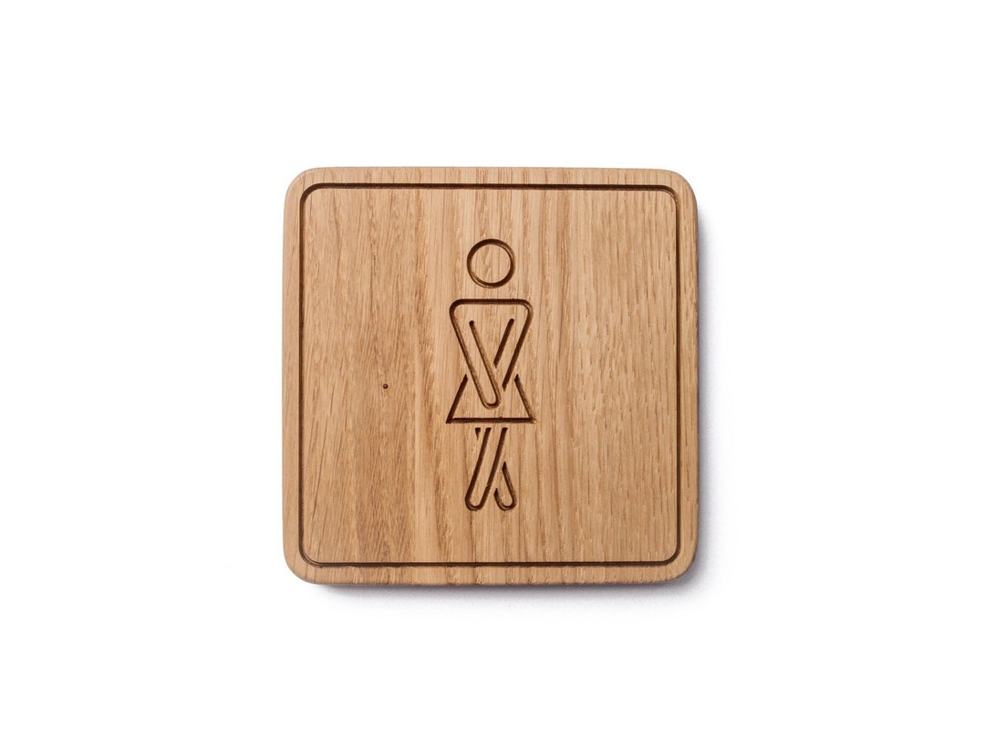 Funny Oak Wood Female Restroom Sign: WC Door Decor - Etsy