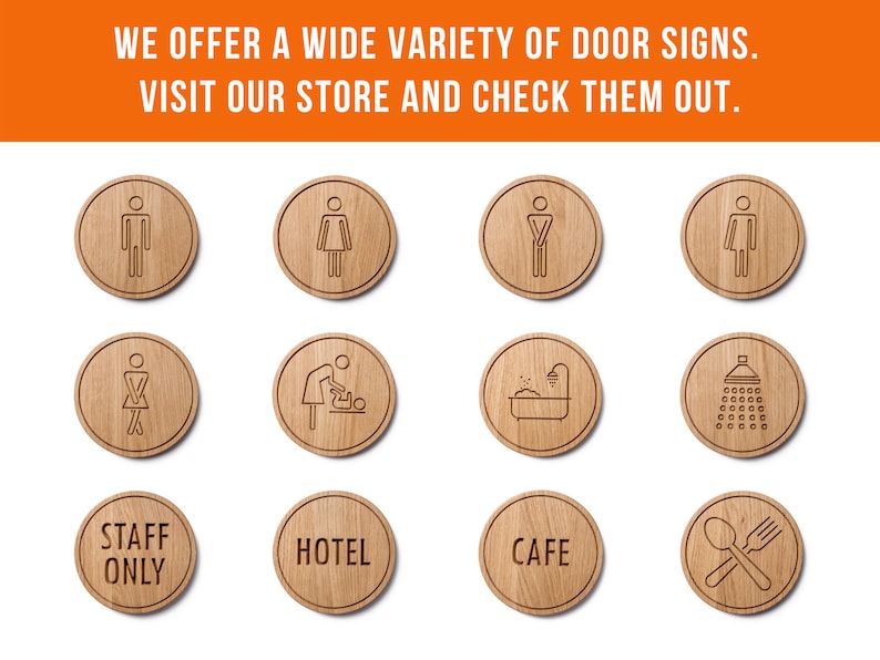 Oak Wood Restroom Sign: Modern WC Door Decor - Etsy