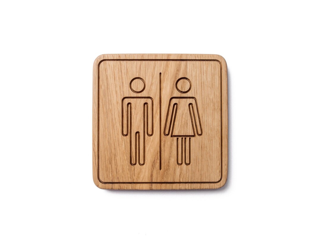 Restroom Sign, WC Sign, Bathroom Sign, Toilet Sign, Restroom Decor, Oak ...