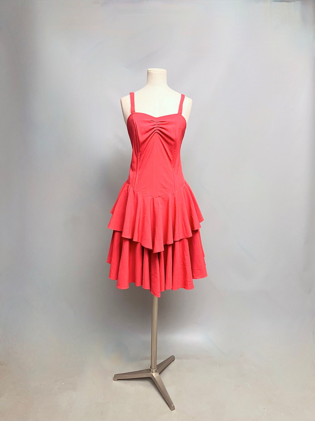 1980s Vintage Rah Rah Skirt Party Dress in Coral Pink - Etsy