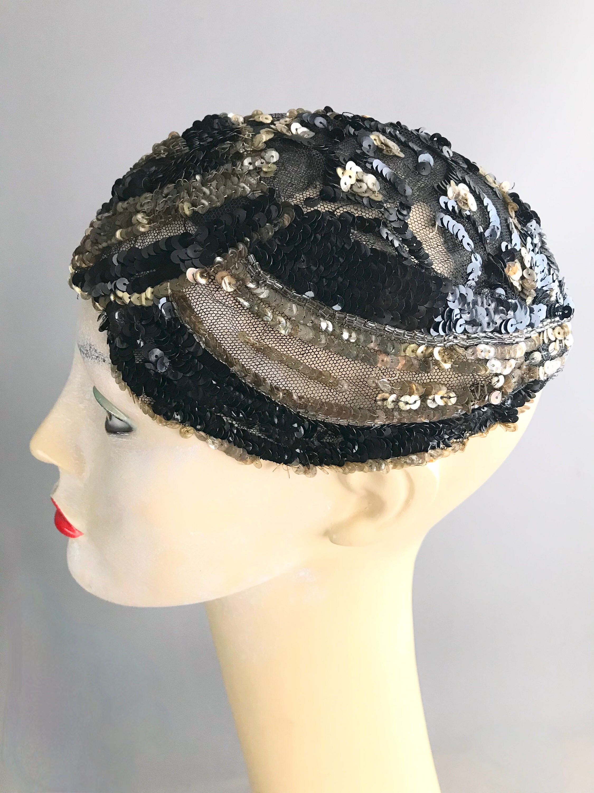 1930s Art Deco Sequin Skull Cap/ Flapper Cap / Hair Net - Etsy