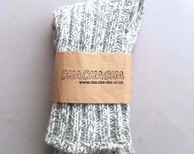 Grey Marl Ribbed Wool Socks 90s Grunge Style. Fisherman Socks. Made in ...