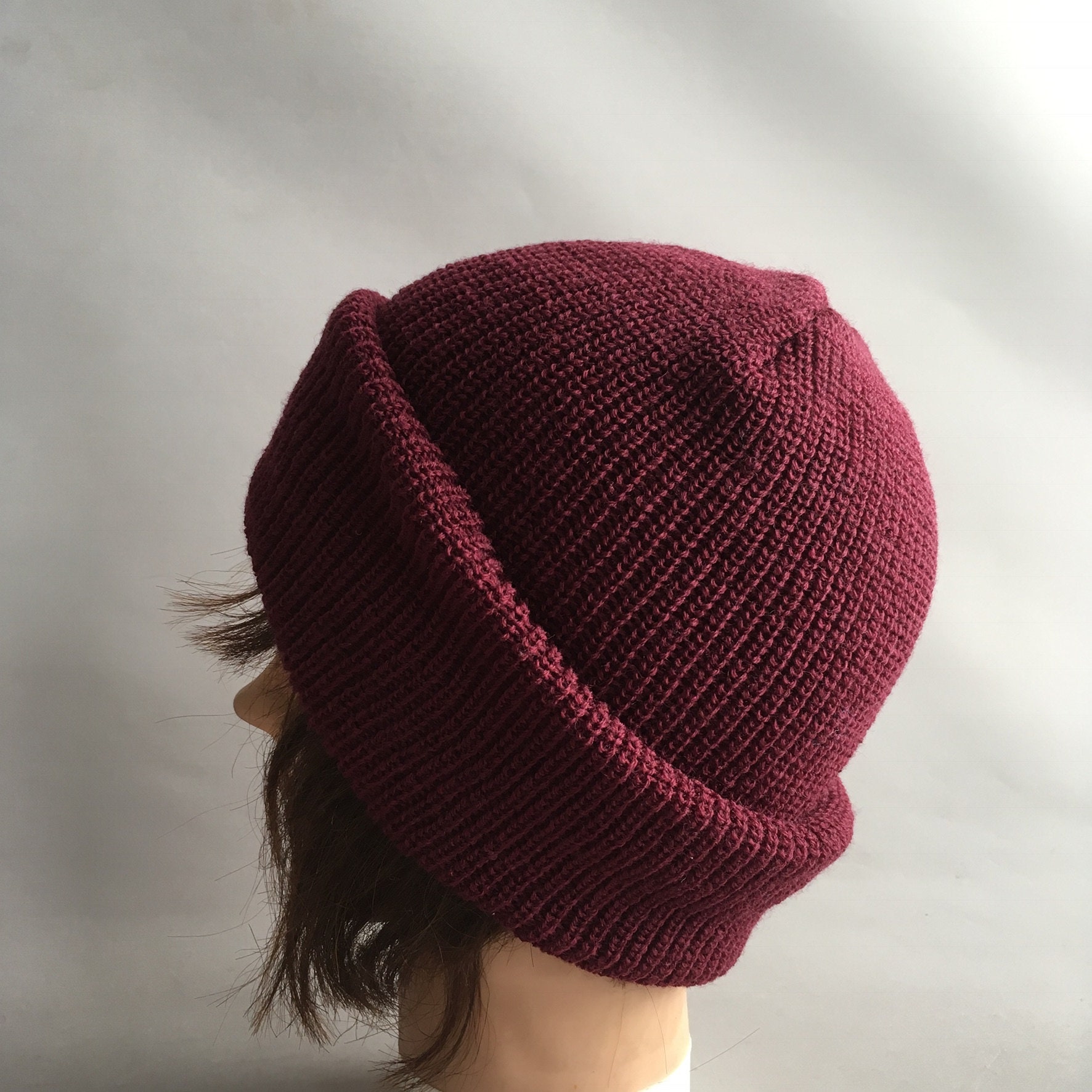 100% wool maroon Beanie unisex one size fits all | Etsy