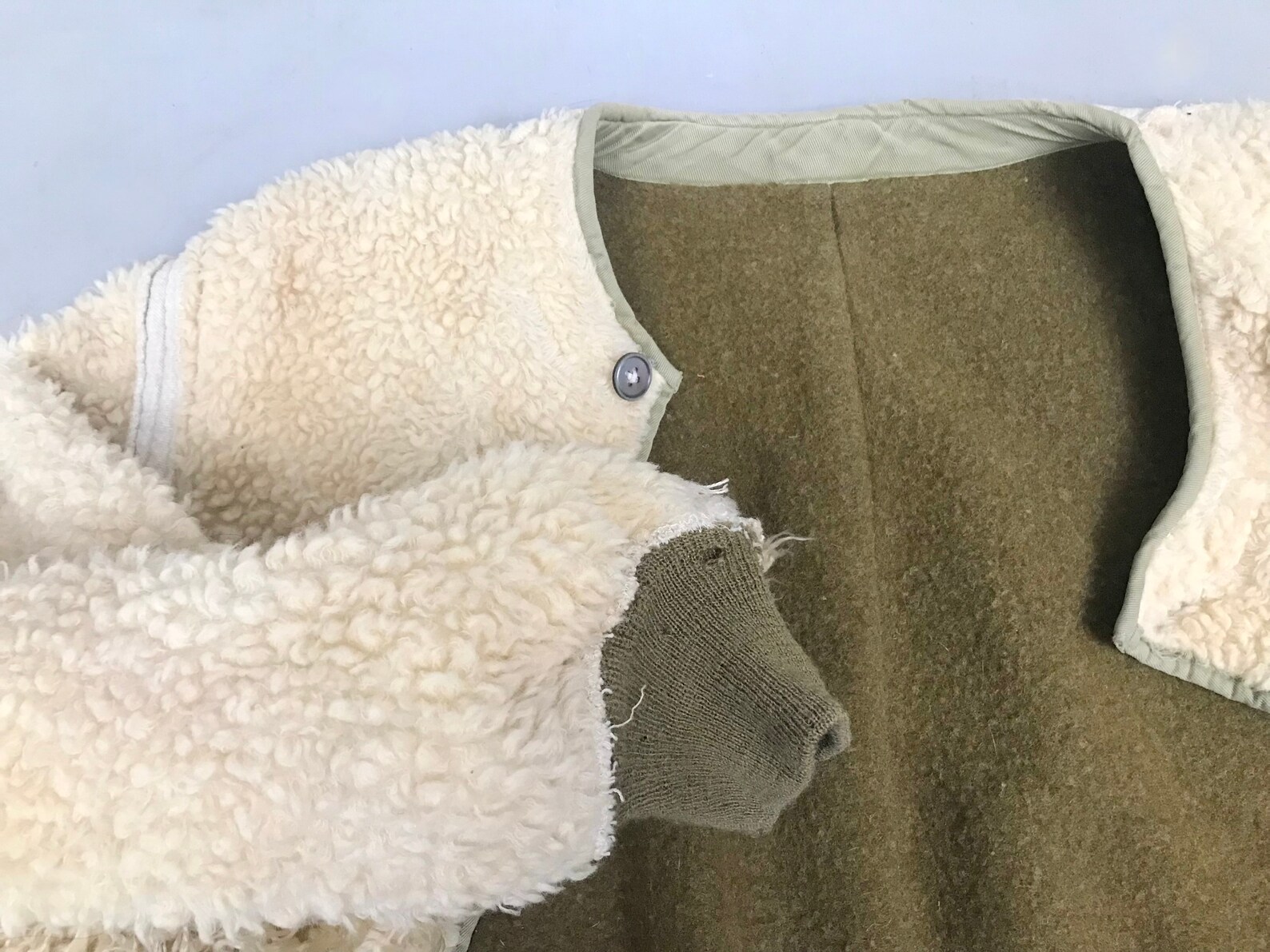 Cream Colour Faux Sheepskin Shearling Coat / Coat Liner / Fleece Coat ...