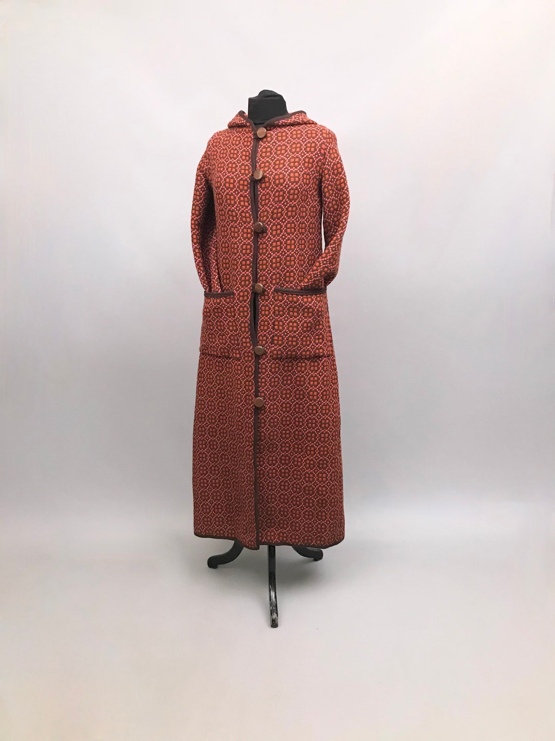 Vintage Welsh Tapestry Hooded Wizard Coat / Maxi Coat / Duffle Coat ...