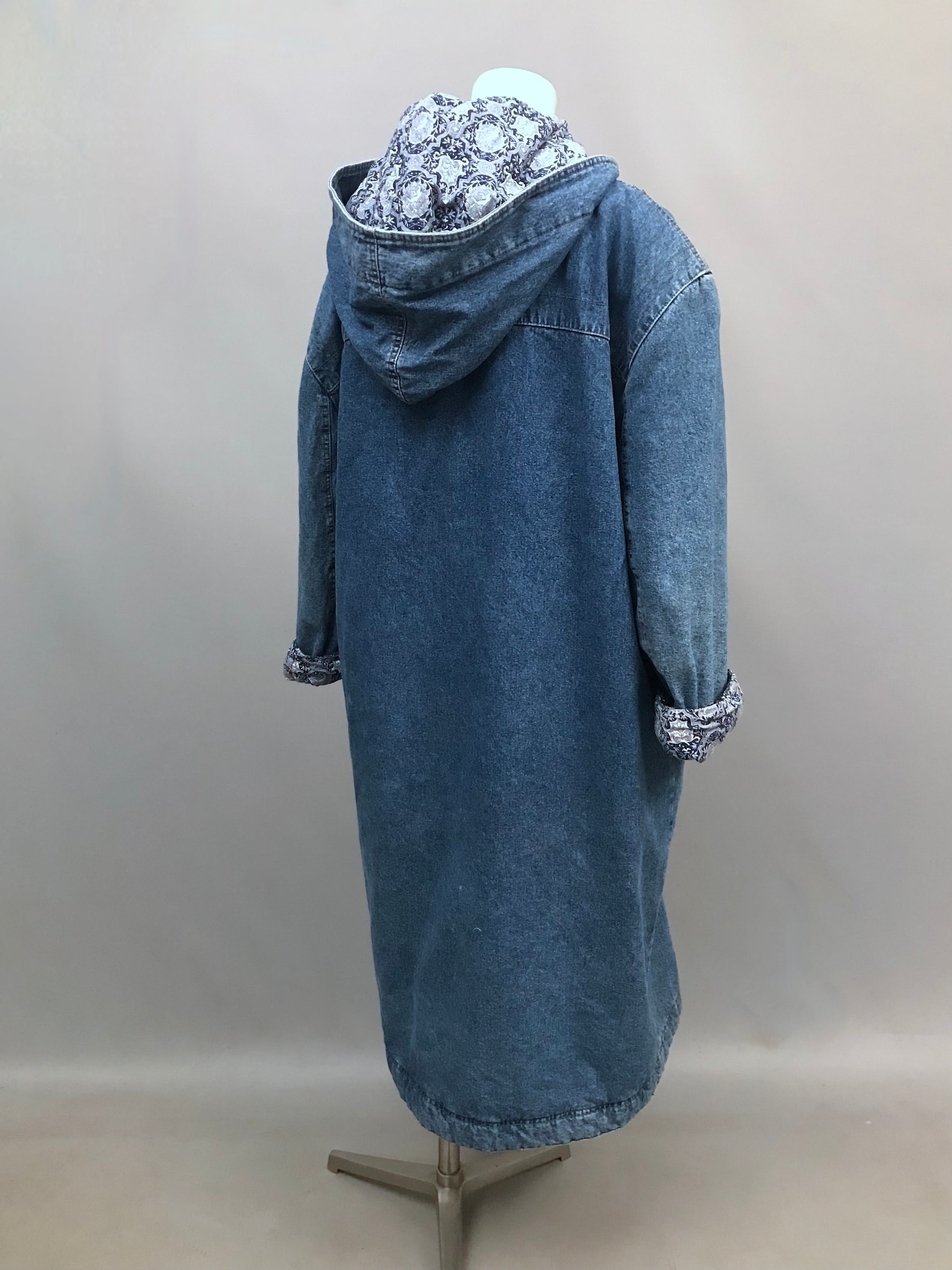 1980s Denim Duffle / Parka Coat With Hood and Patch Pockets / Liberty ...