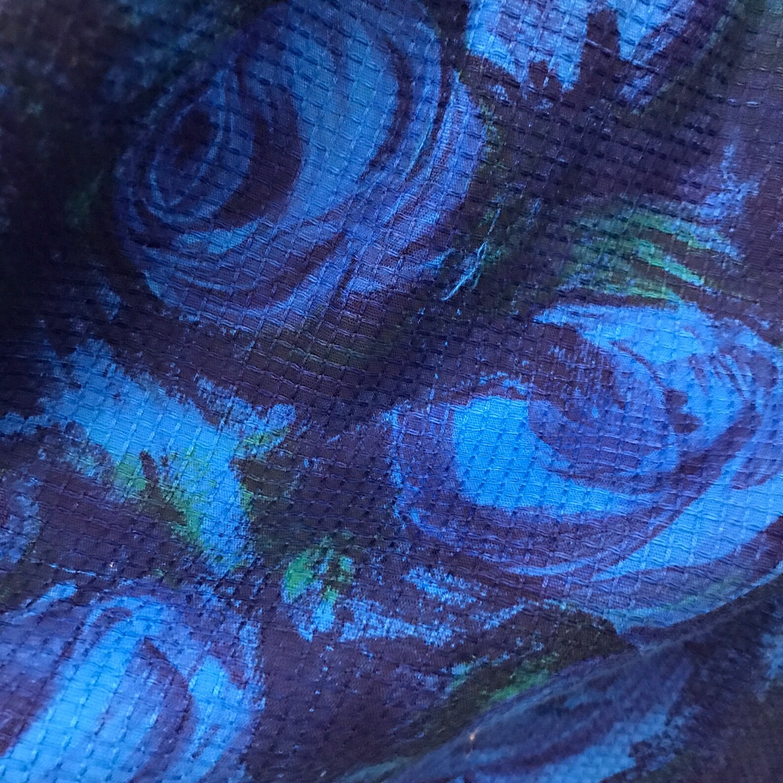 Vestido de algodón de gofre azul de la década de 1950 con cuello lindo ...