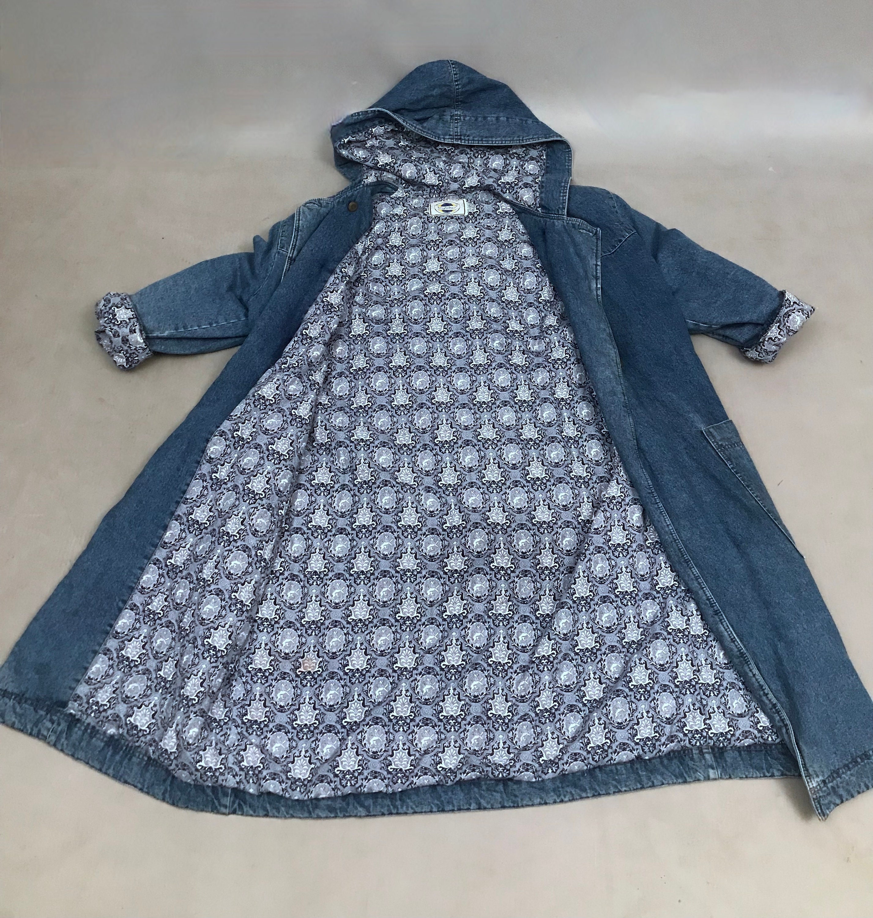 1980s Denim Duffle / Parka Coat With Hood and Patch Pockets / Liberty ...
