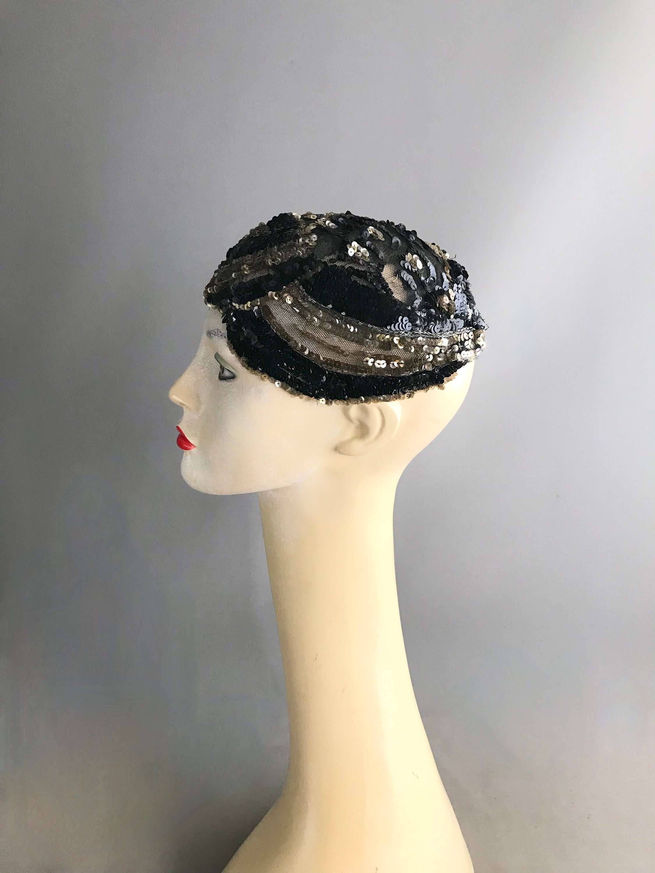 1930s Art Deco Sequin Skull Cap/ Flapper Cap / Hair Net - Etsy